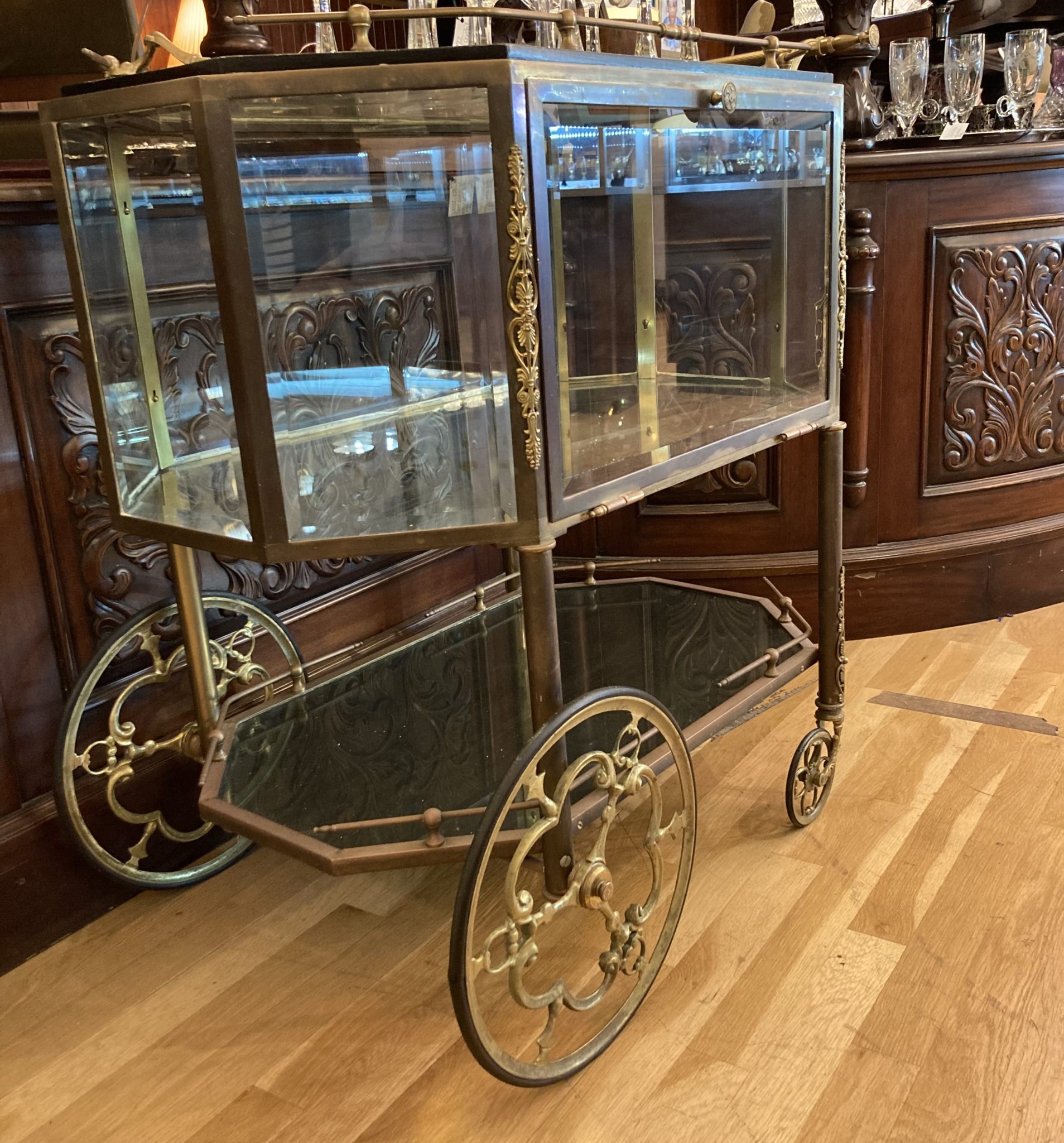 French Neoclassical Style Brass Pastry Trolley - Ark Antiques, La Jolla, CA