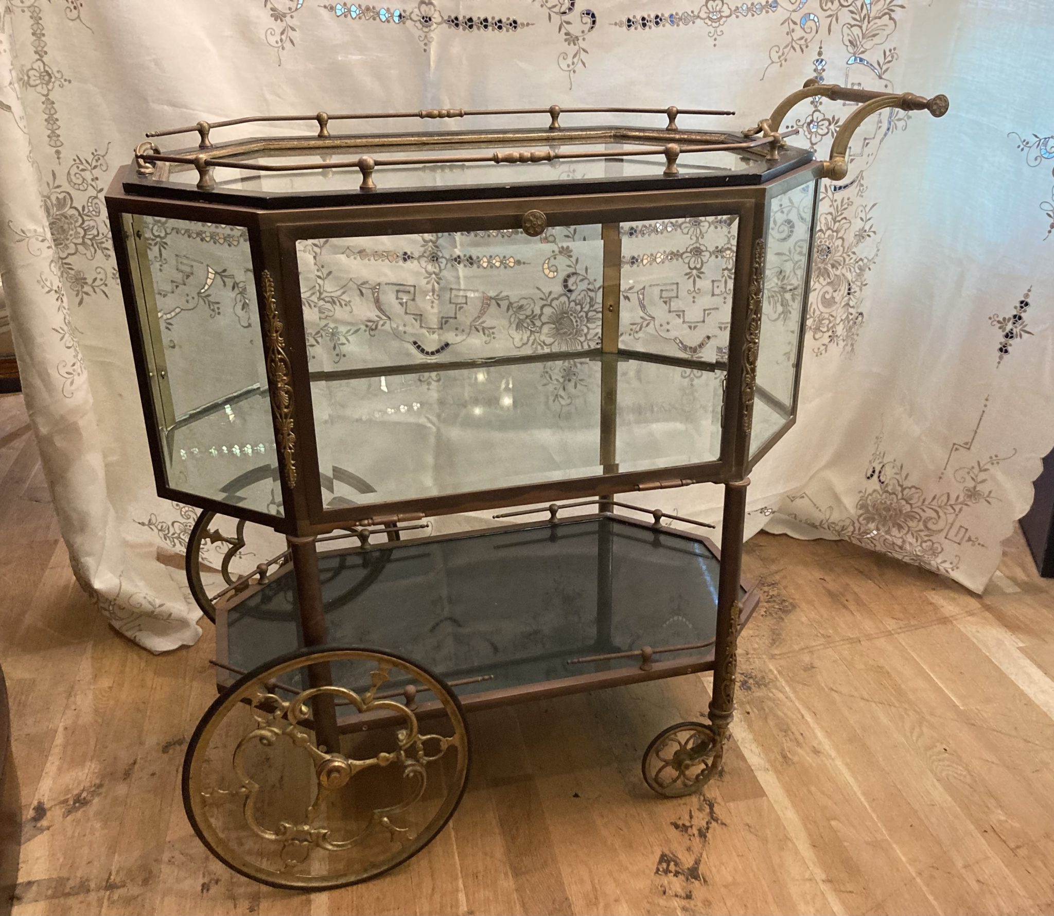 French Neoclassical Style Brass Pastry Trolley - Ark Antiques, La Jolla, CA